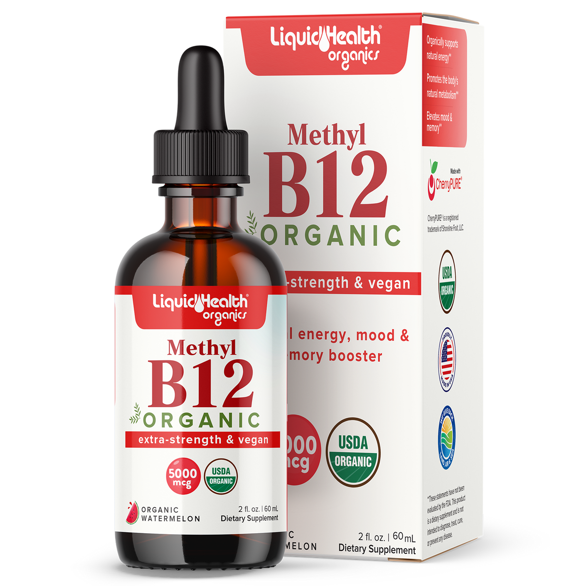 Organic Vitamin B12, Pure Methyl B12 Drops, Extra Strength & Vegan 5,0 ...